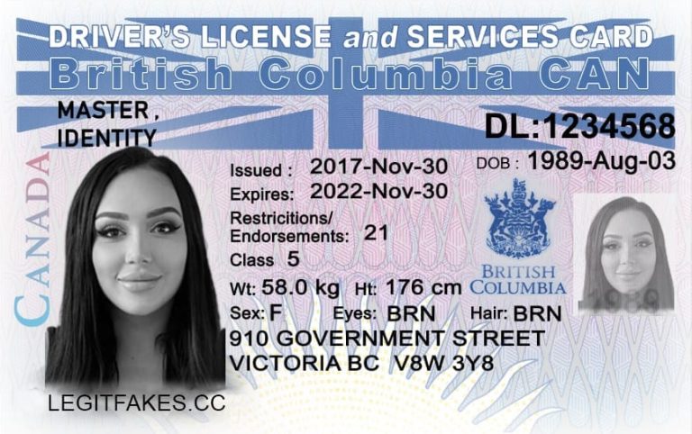 Buy Real & Fake British Columbia Driver's License Online